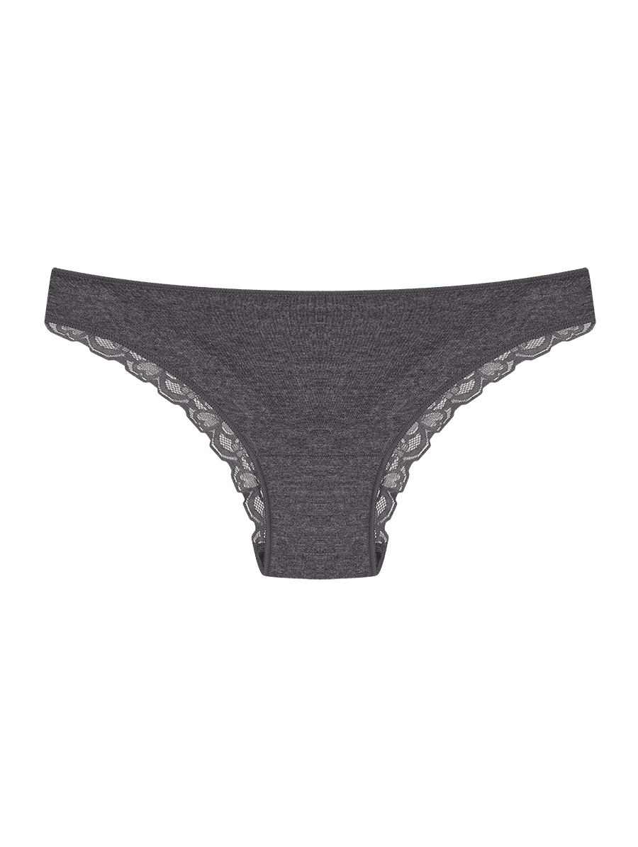 Calcinha Biquíni De Viscose Detalhe Em Renda Mescla Escuro Bonjour Lingerie